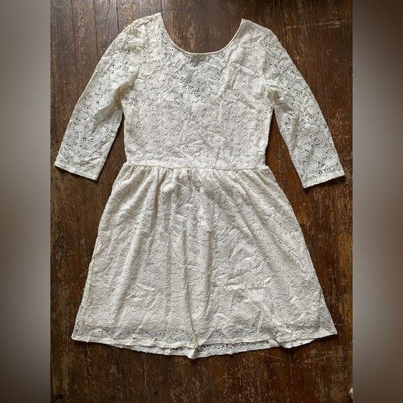 Garage | Dresses | Garage White Lace Overlay Midi Dress Size Lg | Poshmark